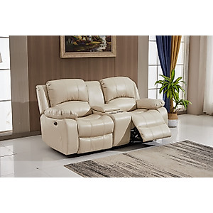 Betsy Furniture Power Reclining Bonded Leather Living Room Set (Beige, Loveseat)