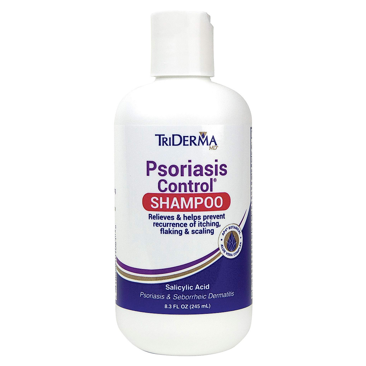 TriDerma Psoriasis Control Scalp Exfoliator Shampoo, 3% Salicylic Acid for Psoriasis, Seborrheic Dermatitis with AP4 Aloe Vera Gel, No Coal Tar, Fresh Scent Rosemary Shampoo - 8.3oz