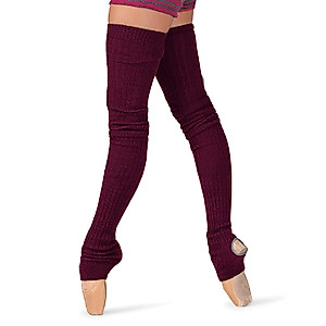Body Wrappers Womens 48 Inch Extra-Long Stirrup Legwarmers Style 92 (Burgundy, One Size)