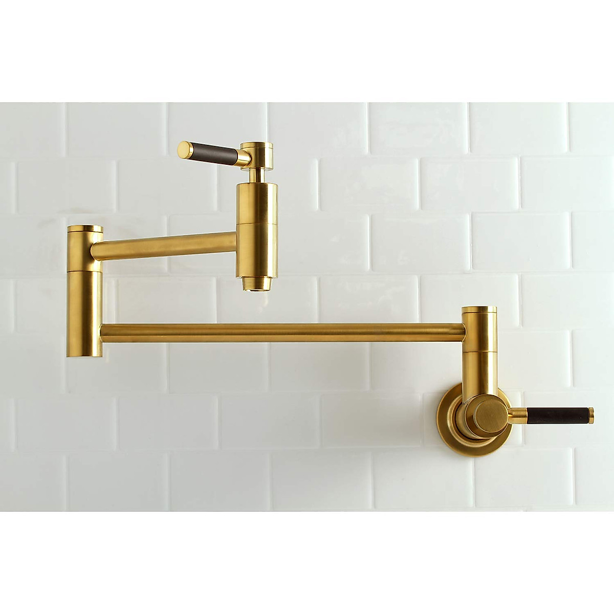 Kingston Brass KS8107DKL Wall Mount Pot Filler Kitchen Faucet, Brushed Brass