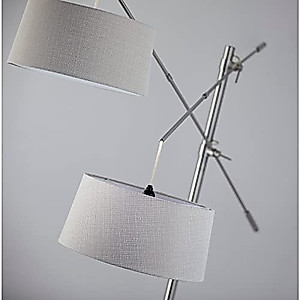 Adesso 5275-22 Manhattan Two-Arm Arc Lamp, 78-102 in., 2 x 150W Incandescent/ 13W CFL, Brushed Steel, 1 Floor Lamp