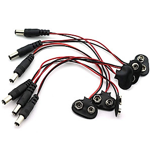 Prterewy 10pcs 15CM 9V Battery Snap Connector Clip Lead Wire Experimental Battery Snap Power Cable with 5.5x2.1mm DC Male Plug for Arduino Project or LED Light Bar (with DC Plug)