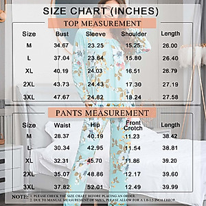 TAOHUADAO Women's Fall Pajamas Set with Pockets Soft Pants with Long Sleeve Top Ladies Sleepwear Plus Size Pjs Loungewear L, Mint Green