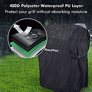 Rouffiel Gas Grill Covers, 30 inch BBQ Grill Cover 420D Heavy Duty Waterproof, Outdoor Barbecue Cover Non-Fade and Rip Proof Fits Grills of Weber, Char-Broil