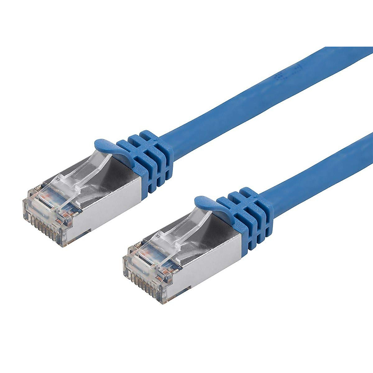 Monoprice Cat7 Ethernet Patch Cable - Flexboot RJ45, Stranded, 600Mhz, S/FTP, CMX, 26AWG, 100 Feet, Blue - Entegrade Series