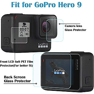 Ytaland Protective Cover for GoPro Hero 11 / Hero 10 / Hero 9 Black, with Tempered Glass Screen Protector, Plastic Housing Case Shell Frame