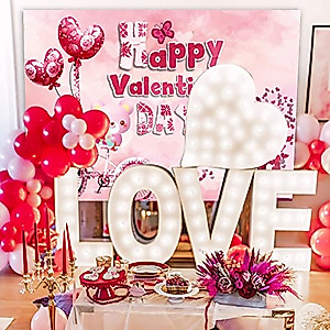 Valentines Day Party Banner Decorations - Pink Happy Valentine's Day Photo Props Backdrops Decor, 6x4ft Large Backgrounds for Love Wall Outdoor Garden Decor, Washable Tablecloth for Party Supplies