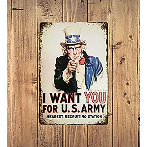 ERLOOD I Want You for U.S. Retro Vintage Decor Metal Tin Sign 12 X8 Inches