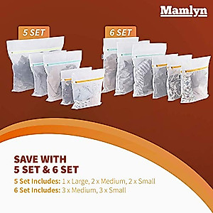 Mamlyn Mesh Laundry Bag for Delicates, Wash Bags for Underwear and Lingerie, Makeup Organizer Bag (1 Medium, 1 Small)