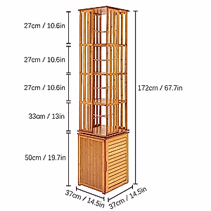 KenSyuInt 360° Rotating Bookshelf,6-Tier Corner Bamboo Book Shelf,Storage Display Stand Upright Bookshelf Organization,for Living Room,Balcony,Office, Sitting Room,Corridor (Brown)