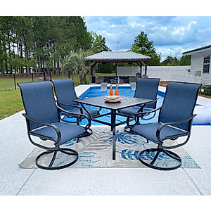 Sophia & William Outdoor Dining Set Patio Dining Set for 4 Outdoor Table and Chairs 5 Pieces with Swivel Patio Chairs 37"x 37" Metal Table for Garden Pool All Weather Blue