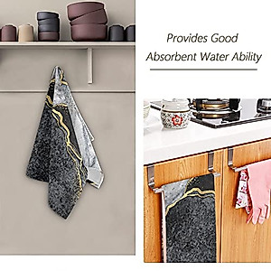 ALAZA Set of 2 Premium Polyester Cotton Hand Towels Abstract Black Grey Gold Marble, Highly Absorbent,28.3 x 14.4in(238ri4a)