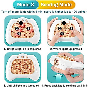 TOMFANCY Quick Push Light Up Pop Fidget Toys Puzzle Handheld Game Console Press Popping Toy Birthday Gift for Kids Ages 3+ Adult Blue