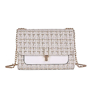 BOLUBILUY Women's Elegant Messenger Bag,Fashion Button Woolen Simple Design Chain Shoulder Bag Messenger Bag Purse Phone