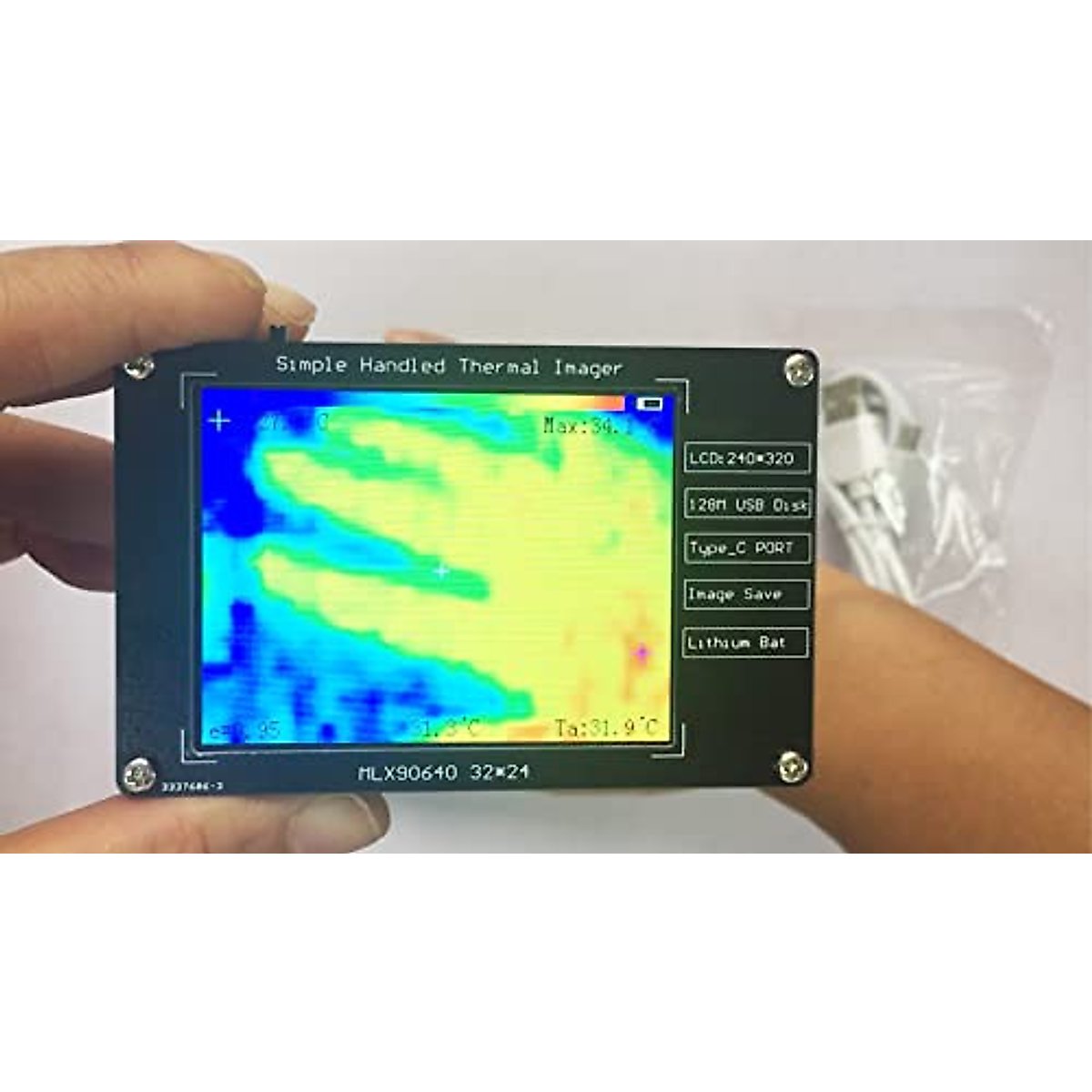MLX90640 Infrared Thermal Imager Portable Infrared Thermal Sensor High Accuracy Non-Contact Measurement Camera Temperature Detection Tester with Chargable Battery