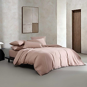 Calvin Klein - Queen Duvet Cover Set, Organic Cotton Sateen Bedding, Luxuriously Soft Home Decor, GOTS Certified (Organic Earth Clay Pink, Queen)