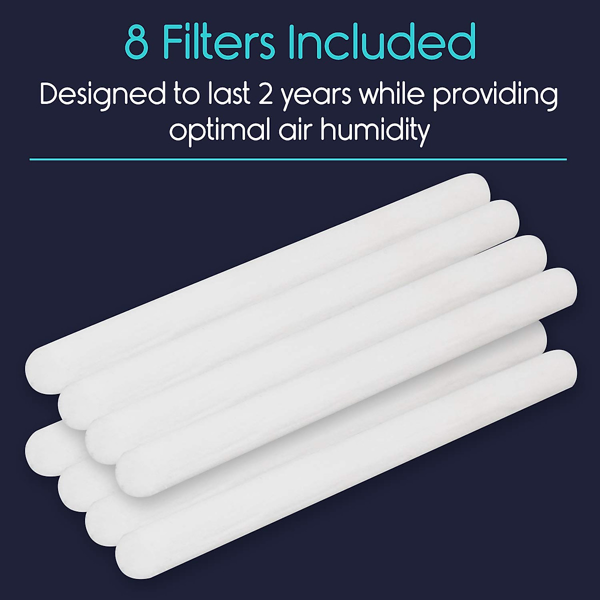Vive Mini Humidifier Filter Replacements (8 Pack) - 90 Days Per Stick - For Travel, Car, Baby Bedroom, Office - Portable Clean Personal Cooling Air - Cotton Fiber Wicks