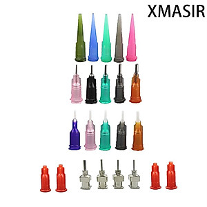 Xmasir Jagua Henna Applicator Bottles Kit for Tattoo Body Paint,Multi Purpose Precision Applicator Set 4 Pcs 1 Oz. Henna Bottle with 4 Pcs Caps 16 Pcs Needle Tips Sizes