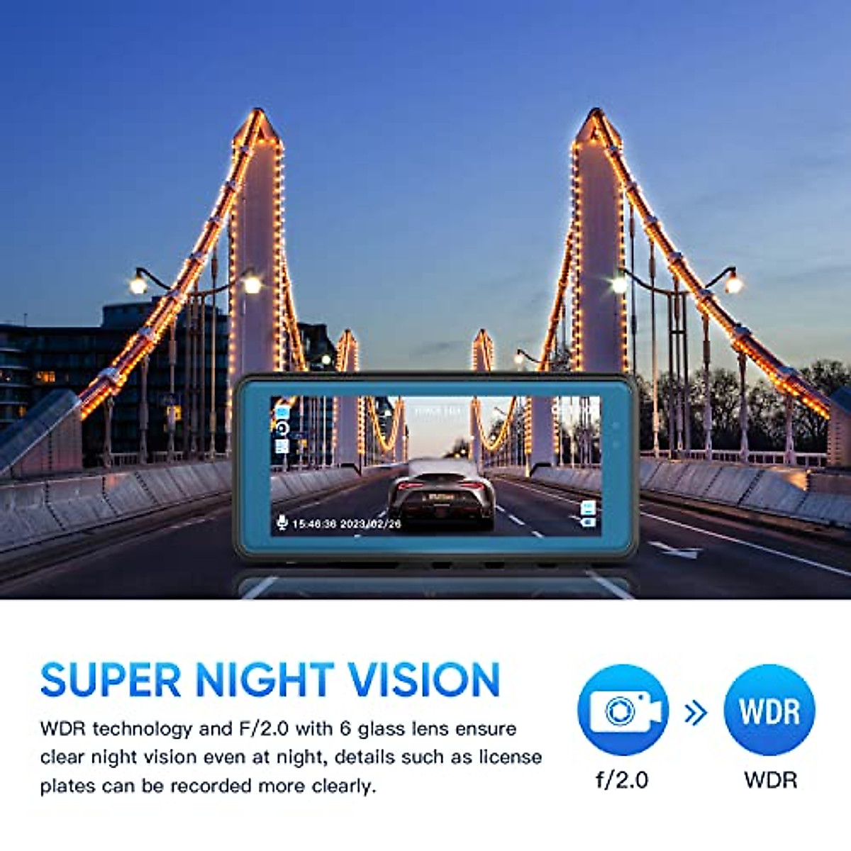 Dash Cam for Cars, 1080P Full HD Dash Car Camera Video Recorder Front Dashcam Super Night Vision, 170° Wide Angle Dashcams with 3.4" IPS Display, G-Sensor, WDR, Motion Detection Loop Recording