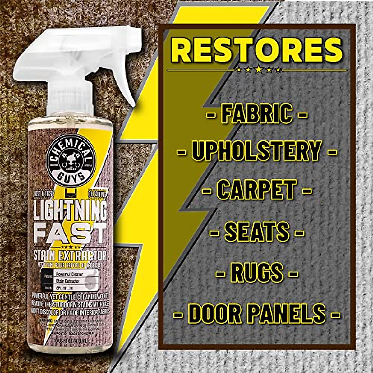 Chemical Guys SPI_191_16 Lightning Fast Carpet and Upholstery Stain Extractor & SPI_993_16 Nonsense All Surface Cleaner Safe for Home, Garage, Cars, Trucks, SUVs & More, 16 fl. Oz, Unscented