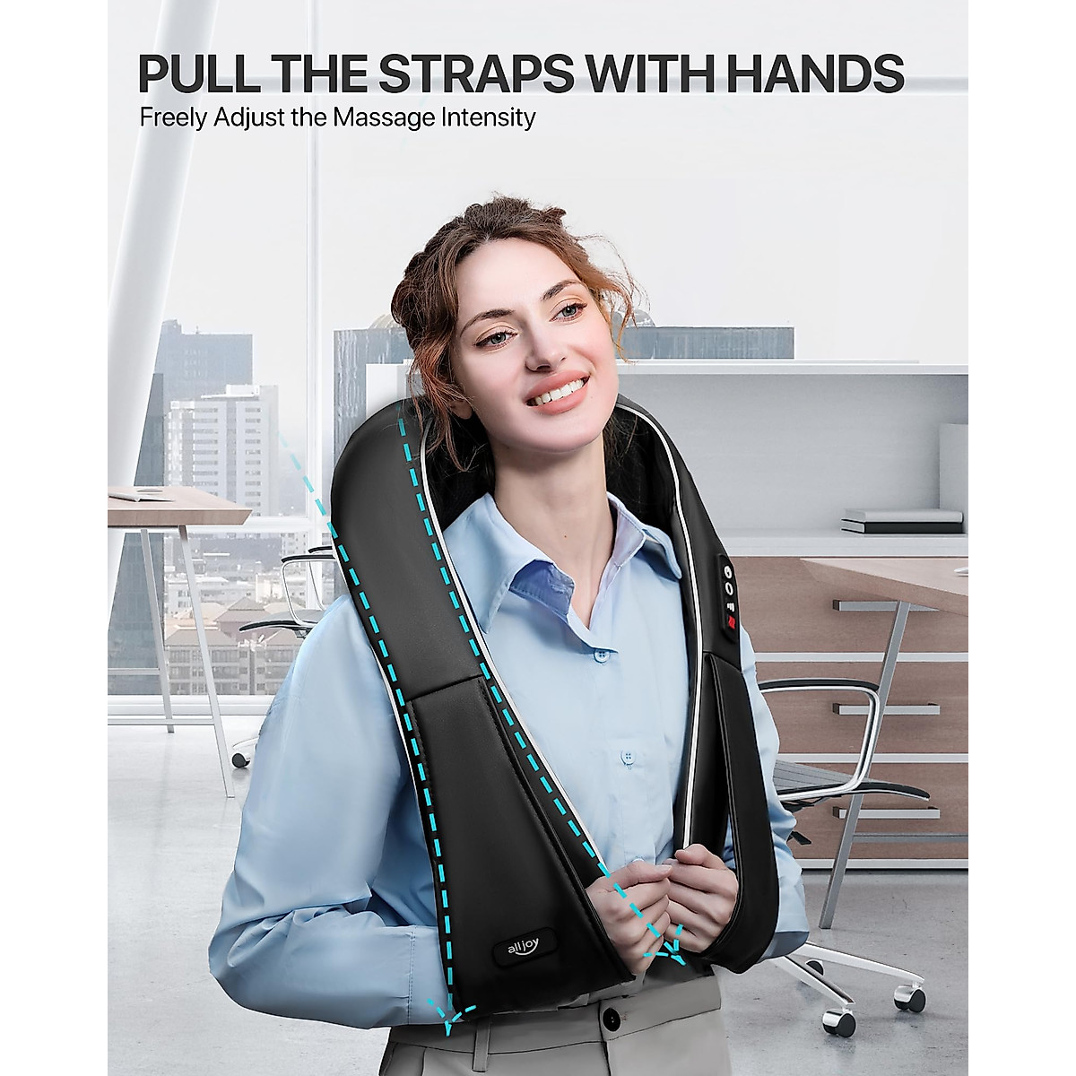 ALLJOY Shiatsu Back and Neck Massager with Heat, Electric Deep Tissue 3D Kneading Massage Pillow for Shoulder, Legs, Foot and Body, Relax Gifts for Women Men Mom Dad