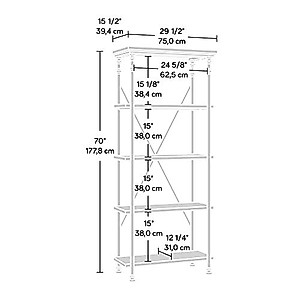 Sauder Canal Street 5-Shelf Bookcase, Northern Oak finish