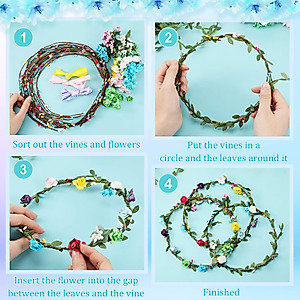 Syhood Flower Crowns Making Kit, 168 Pcs Parts, Make Your Own Flower Crown Wreath Headbands and Bracelets Craft Kit Hair Accessories Handmade DIY Floral Crown Garland Kit Presents for Girls