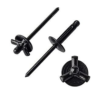 ALL Black 3/16" x 1Large Flange Tri-Fold Exploding Aluminum Pop Rivets 50pcs