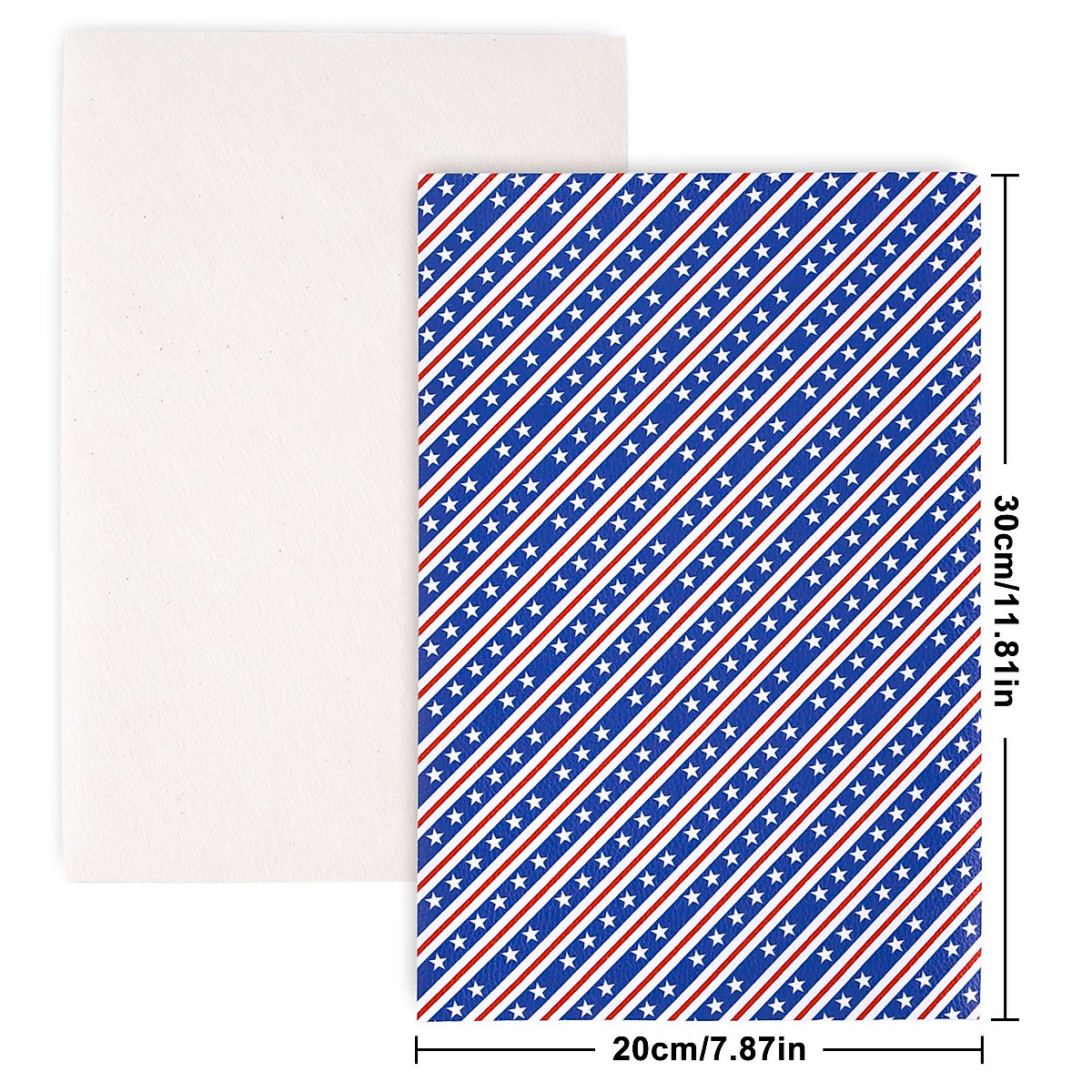 Whaline 4th of July Faux Leather Sheets 8 x 12 Inch Patriotic Synthetic Leather Fabric Glitter Red Blue Stars Stripes National Flag Faux Leather for Independence Day DIY Craft Earring Hair Bow, 12Pcs