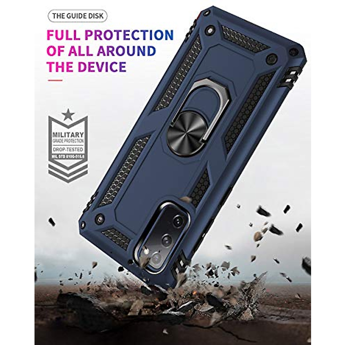 SKTGSLAMY Samsung Galaxy S20 FE Case,Galaxy S20 FE 5G Case,with Screen Protector,[Military Grade] 16ft. Drop Tested Cover with Magnetic Kickstand Car Mount Protective Case for Samsung S20 FE, Blue