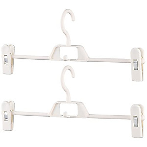 YARNOW Pants Hangers Plastic Trouser Clip Hangers, 10 Pack Adjustable Skirt Hangers with Clips, 360- Rotating Non- Slip Clip Hangers for Pant Skirt Jeans (13. 8 x 5. 7 Inch White) Clip Hangers