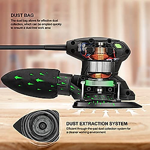 GALAX PRO Detail Sander,1.7A 15000 OPM Compact Electirc Sander with 20Pcs Sandpapers and Dust Bag,Soft Grip Handle in Home Decoration and DIY Working