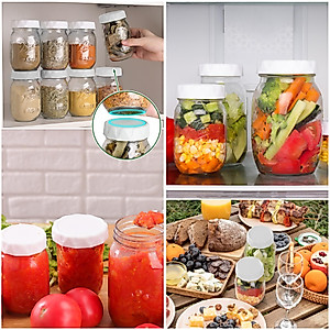 24 Pack Plastic Mason Jar Lids 24 White Wide Mouth with Sealing Rings Mason Jar Lids Fits Ball, Kerr & More Plastic Lids for Mason Jars 86mm Diameter