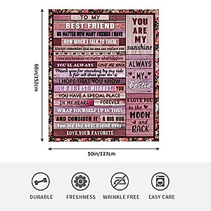 Best Friend Throw Blanket Friendship Gifts for Women Friends Happy Birthday Best Friend Blankets for Her Thanksgiving Christmas Blanket Throw Soft 60" x 50"