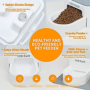 Automatic Food and Water Dispenser Set for Cat Dog, Gravity Auto Feeder Waterer Large Capacity 1 Gallon x 2 for Small Medium Large Pet with Mat