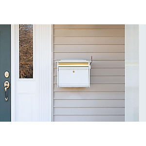 Architectural Mailboxes Mailsafe Aluminum, Locking, Wall Mount Mailbox, MSK00WAM, White, Medium Capacity