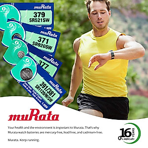 Murata 364 Battery SR621SW 1.55V Silver Oxide Watch Button Cell (5 Batteries)