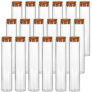 SUPERLELE 18pcs Glass Test Tube, 25×120mm Clear Flat Test Tubes with Cork Stoppers for Plants Propagation, Scientific Experiments, Bath Salt and Candy Storage