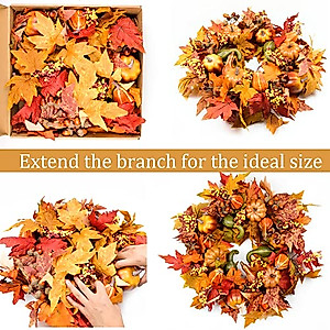 HomeKaren Fall Wreaths for Front Door 22 inch, Fall Door Wreath with Pumpkin, Maple Leaves Autumn Thanksgiving Harvest Festival Decorations Indoor and Outdoor