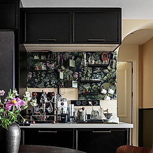 Ismoon Green Peel and Stick Wallpaper, Tropical Wallpaper Black/Green/Pink Contact Paper Jungle Leaf Wallpaper Peel and Stick Removable Wallpaper Vinyl Self Adhesive Wallpaper Waterproof