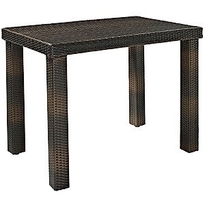 Crosley Furniture Palm Harbor 5-Piece Outdoor Dining Set for 4, Counter Height Wicker Patio Table and Stools, Brown