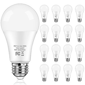 Sheetea 16-Pack LED Light Bulbs, 100 Watt Equivalent Daylight LED Bulbs, 5000K White Light Bulbs E26 Standard Base, A19 LED Bulb 13W 1500LM Super Bright, Non-dimmable