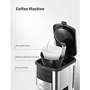 Programmable Coffee Maker, 12 Cups Coffee Pot with Timer and Glass Carafe, Brew Strength Control, Keep Warming, Mid-Brew Pause, Coffee Machine with Permanent Coffee Filter Basket, Anti-Drip System