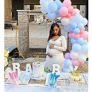 Gender Reveal Balloons,50 Pcs Pink Blue White Latex Balloons For Baby Shower Gender Reveal Supplies and Decorations