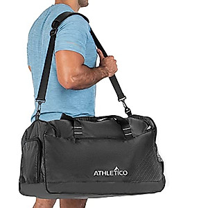 Athletico Sideline Soccer Duffle - Soccer Bag for Basketball, Volleyball & Football | Duffel Includes Separate Cleat Compartment (Black)