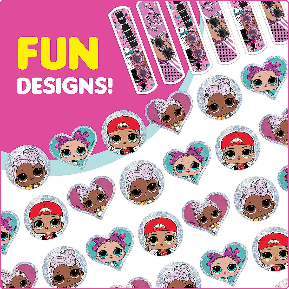 LOL Surprise! Shapes Glitter Kids Bandages, 20 CT, 3 Pack | Wear Like Stickers, Adhesive Bandages for Minor Cuts, Scrapes, Burns. Great Stocking Stuffer or White Elephant