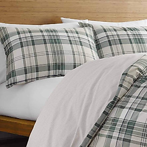 Eddie Bauer - King Duvet Cover Set, Cotton Reversible Bedding with Matching Shams, Plaid Home Decor for All Seasons (Timbers Evergreen, King)