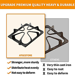 Upgraded W10447925 Grates for Kenmore Stove Parts Burner Grate Whirlpool Maytag Range Parts Stove Top Grate Replacement Amana Inglis Kirkland Cooktop Parts Matte Cast Iron Surface Burner Grate 1 Pack