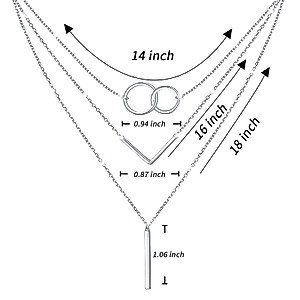 JZMSJF Layered Necklaces for Women S925 Sterling Silver Double Circles 3 Layer Choker Necklaces Jewelry Gift