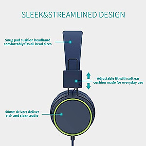 ChenFec 2 Pack Kids Headphones Stereo Foldable Headphones Adjustable Wired Over Ear Headsets with Microphone 3.5mm Jack for Online Learning Toddlers/Children/Travel/Boys/Girls Kid Headphone